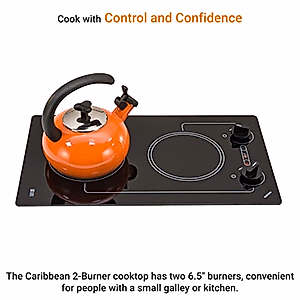 Kenyon B41601 6-1/2-Inch Caribbean 2-Burner Cooktop with Analog Control UL, 120-volt, Black