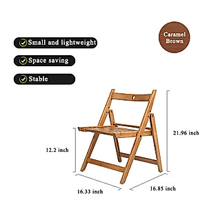 JIKUGO Folding Chair Bamboo Chairs-Small Foldable Chair for Outdoor, Dining Room, Living Room Bedroom, Office