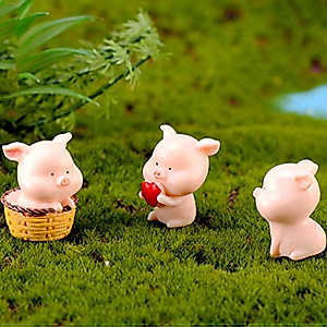 MAOMIA Miniature Pig Figurines, Cute Pink Piggy Toy Figures Cupcake Toppers for Fairy Garden Car Party Decor(Pack of 9)