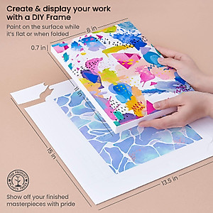 ARTEZA Mixed Media Paper Foldable Canvas Pad, 8x11 Inches, 20 Sheets, DIY Frame, Heavyweight Multimedia Paper, 228 lb, 370 GSM, Acid-Free, Art Supplies for Painting & Mixed Media Art