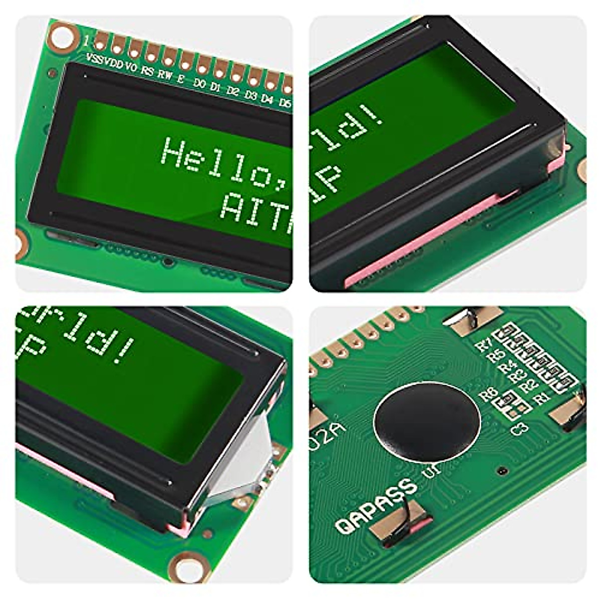 AITRIP 5 pcs HD44780 1602 LCD Display Module DC 5V 16x2 Character LCM Green Blacklight for Arduino Also Compatible with Raspberry Pi STM32 DIY Maker Project(Without Adapter Chip)