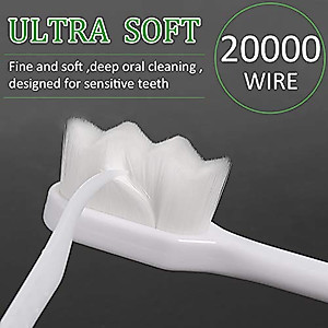 Patelai 16 Pieces 20000 Bristle Toothbrush Extra Soft Toothbrush Micro-Nano Manual Toothbrush Adult Toothbrush with 20000 Soft Bristle for Fragile Gums Adult Kid Children (White Brush Head)