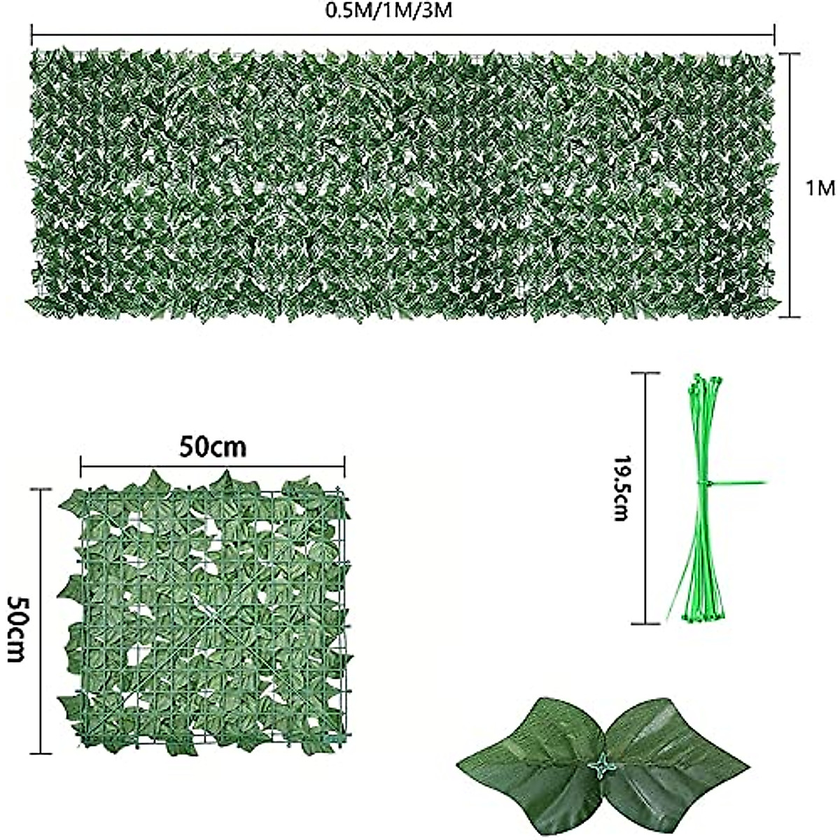 Expandable Faux Privacy Fence Artificial Ivy Fence Artificial Hedges Panels Roll | Trellis with Artificial Leaves Garden Privacy Screens Decorative Fences for Garden Balcony Outdoor (Size : 1×2m)