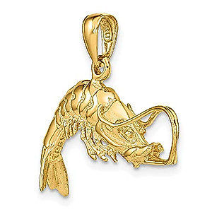IceCarats 14K Yellow Gold Shrimp Necklace Charm Pendant Only