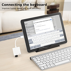 USB Camera Adapter for iPhone, USB A Female OTG Cable Adapter with Charging Port, Portable USB Converter for iPad Support USB Flash Drive, USB Card Reader, Keyboard...(Plug and Play)