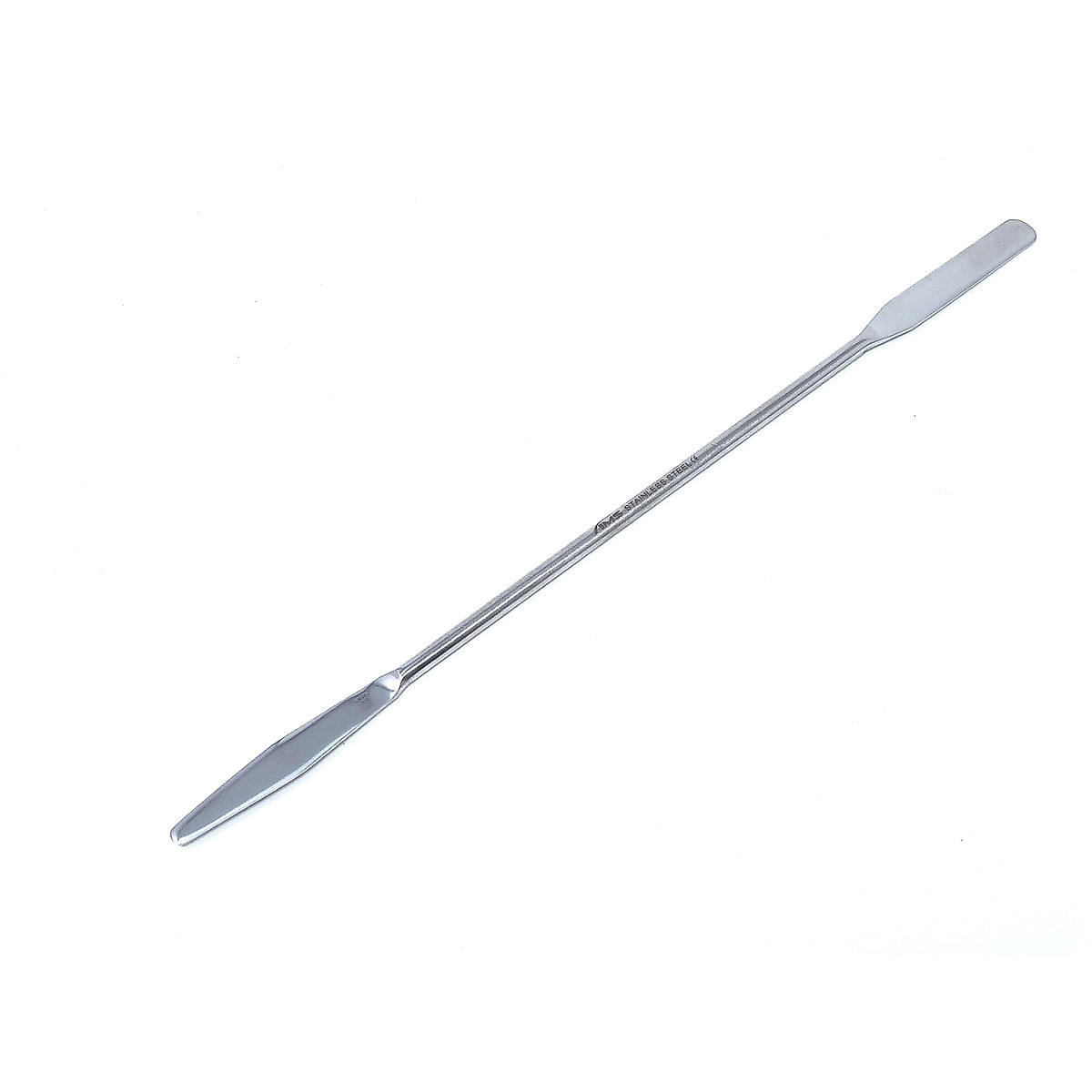 Lab Micro Double Ended Spatula Round/Tapered Arrow End (Flat Ends 50mm x 9mm), 9" Length, Stainless Steel