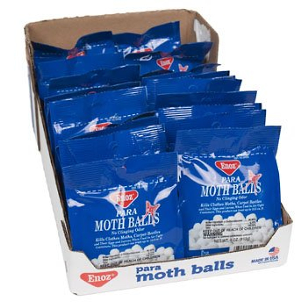 ENOZ para Moth Balls, 4 OZ Package, Case of 24 Boxes, (Total 96 Ounces)