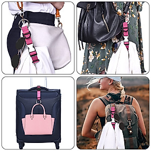 Wisdompro Add a Bag Luggage Strap Jacket Gripper, Luggage Straps Baggage Suitcase Belts Travel Accessories with D-Ring - Make Your Hands Free, Easy to Carry Your Extra Bags - Hot Pink