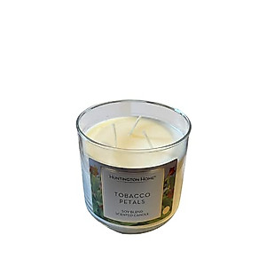 Huntington Home Soy Blend Scented Candle All Scented, 3 Wicks 45/60 Hours (Tobacco Petals))