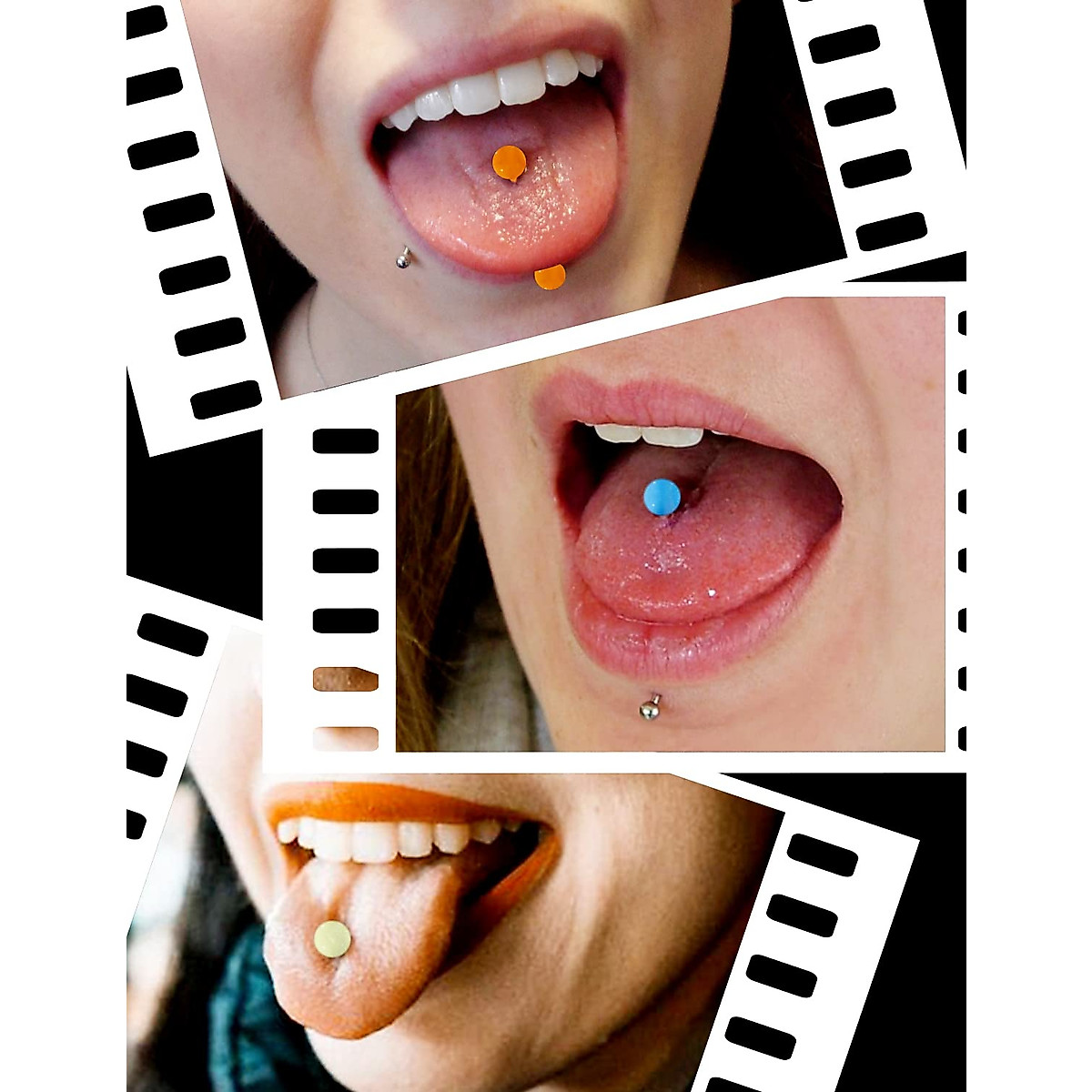 Oufksiyy 14G 16mm Glow in Dark Flexible Acrylic Straight Tongue Rings Plastic Nipple Ring Retainer Body Piercing Jewelry for Women Men 24PCS(12Pairs 14 gauge Piercings