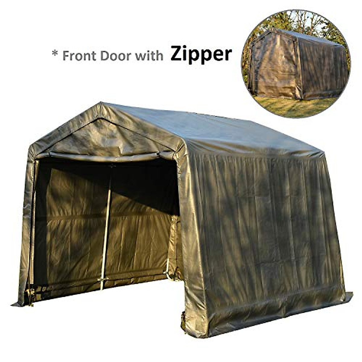 Bestmart INC Heavy Duty Protable Garage shed Shelter Canopy Carport Deep Gray,10x10x8ft