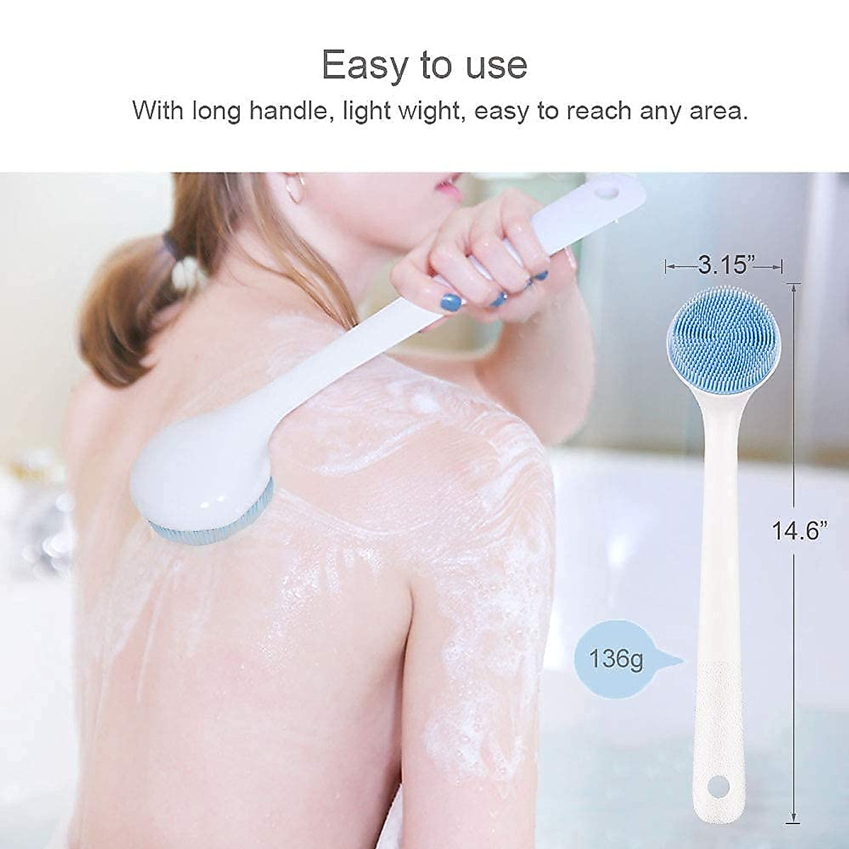 V-TOP 20 Pack Toothbrush Covers + Silcone Back Brush with Long Handle (Blue)