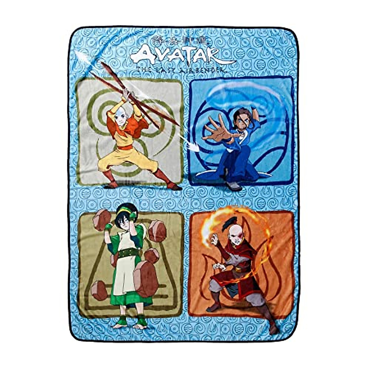 Avatar: The Last Airbender Throw Blanket Aang Zuko Katara Toph Elements Plush Throw Blanket | Cozy Sherpa Blanket | Super Soft Lightweight Fleece Blanket | Geeky Home Decor | 45 x 60 Inches
