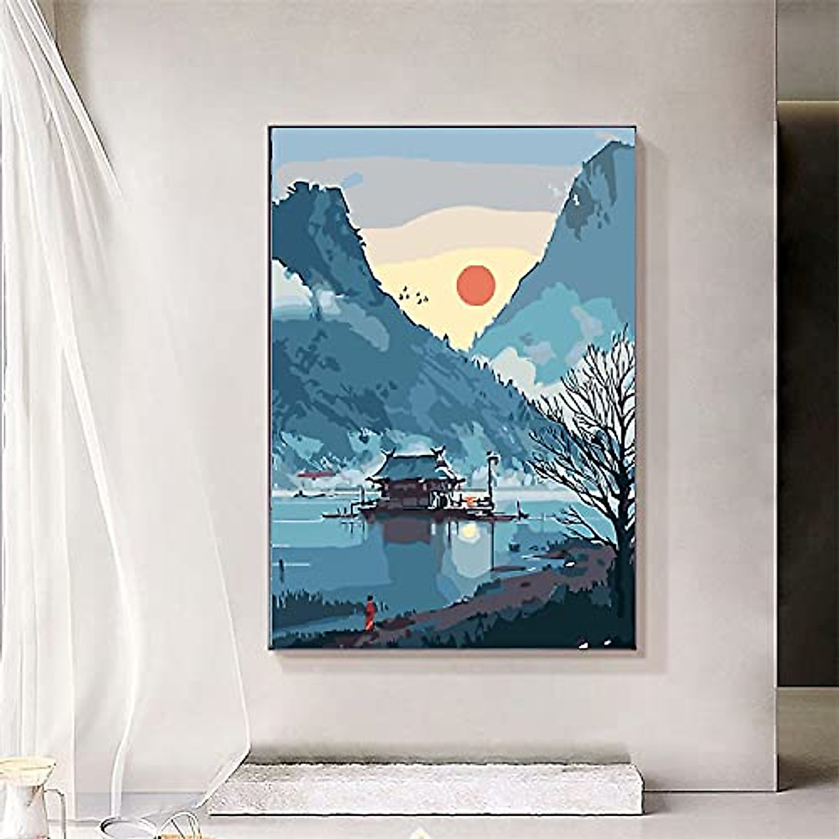 FILASLFT Landscape, Japanese Paint by Numbers for Adults Beginner, Lake, Home Wall Decor16x20 Inch