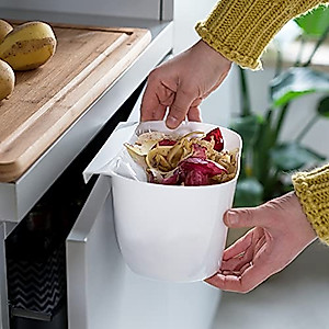 Navaris Hanging Kitchen Waste Bins - Over-Cabinet Garbage Bowl Holder Trash Containers for Collecting Food Scraps and Compost from Counter - Set of 2