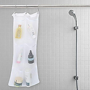 Hanging Mesh Bath Shower Caddy Organizer with 6 Clear Storage Pockets, 3 Hooks, Space Saving Organizer Bathroom Accessories (2#)