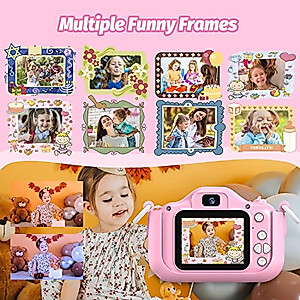 OUTUVAS Unicorn Kids Camera for Girls, Kids Selfie Camera 3-12 Years Old Girls Christmas Birthday Gift for Girls, Unicorn Little Girls Toys for 3 4 5 6 7 8 9 Years Old (Pink)