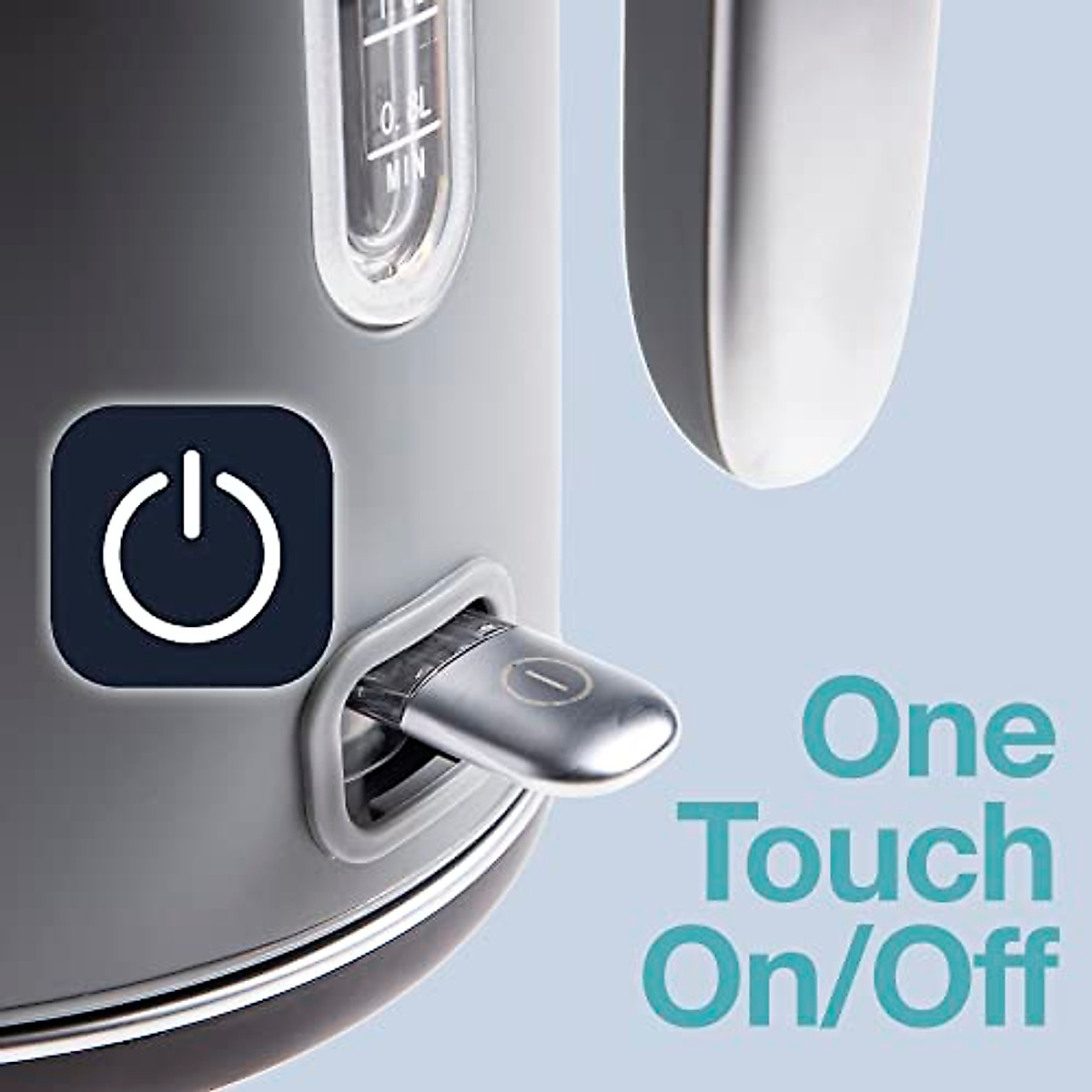 Rae Dunn Electric Water Kettle - Stainless Steel Coffee Maker, Tea Kettle, Electric Hot Water Kettle with Automatic Shut Off Boil-Dry Protection, 1500 Watt Boiling Power, 1.7 Liters, Grey