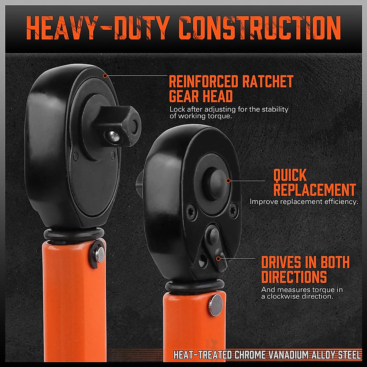 HORUSDY 3/8-Inch Drive Click Torque Wrench, 10-80 Ft-Lb, Quick Release Ratchets, Black