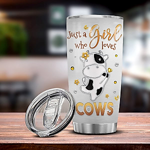 Wassmin Cow Gifts For Women Girl Cows Lovers Personalized Cow Tumbler Coffee Travel Mug Cup 20oz 30oz Jewelry Drawing Style Stainless Steel Tumblers with Lid Customized Gift Stuff Xmas Presents