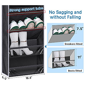 KEETDY Over the Door Shoe Rack for Door Fit 20 Pairs Sneakers Large Hanging Shoe Organizer for Closet Door Storage Boots, Black