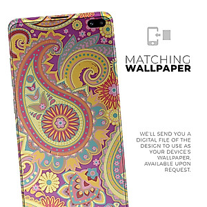 DesignSkinz Neon Orange Paisley Pattern Protective Vinyl Decal Wrap Skin Cover Compatible with The Samsung Galaxy S20 (Screen Trim & Back Glass Skin)