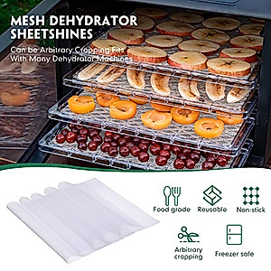 8 Pcs Silicone Dehydrator Sheets Fruit Trays with Edge and 10 Pcs Mesh Dehydrator Mats Non Stick Square Reusable Food Dehydrator Trays for Making Fruit Leather Dehydrated Eggs Vegetables