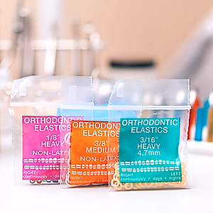 JMU Orthodontic Elastics 3/16 Medium, 500 pack Intraoral Rubber Bands Latex Free Dental Rubber Bands Made in USA