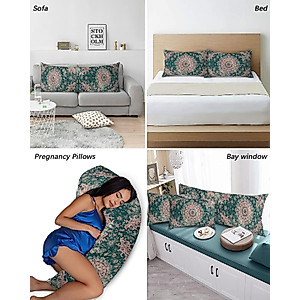 Edwiinsa Boho Modern Pillow Covers Standard Size Set of 2 20x26 Bed Pillow, Plush Soft Comfort for Hair/Skin Cooling Pillowcases with Envelop Closure Throw Covers Green Abstract Minimalist Flower