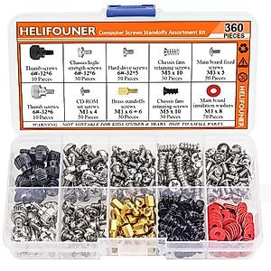 HELIFOUNER 360 Pieces Computer Standoffs Screws Assortment Kit for Hard Drive Computer Case Motherboard Fan Power Graphics