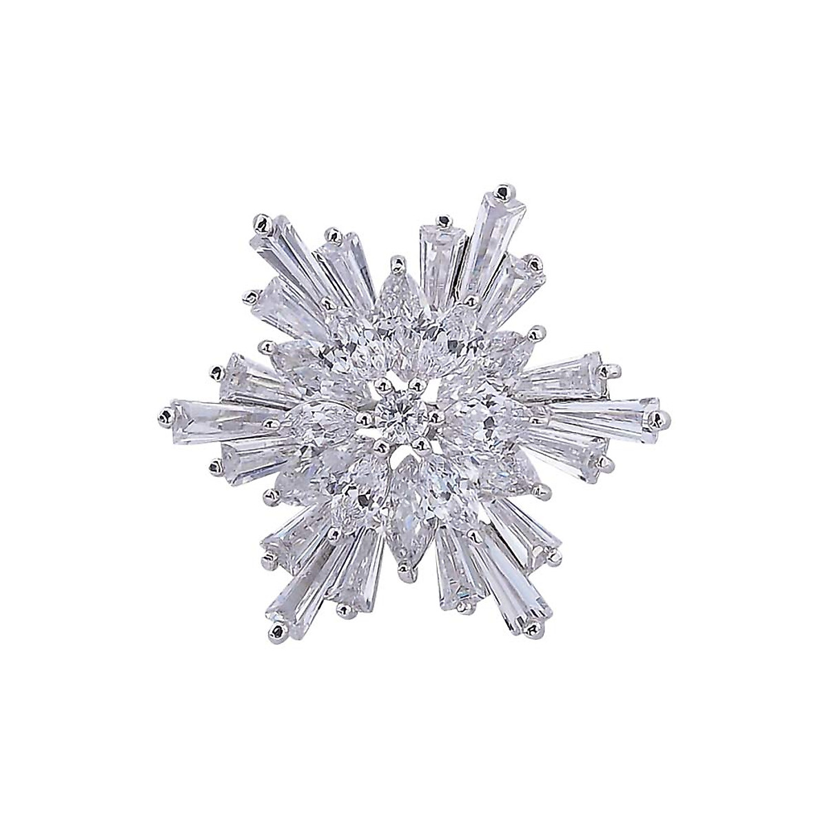 OKA Clear Austrian Crystal Winter Snowflake Brooch Pin, Elegant White Crystal Brooch Pins for Women