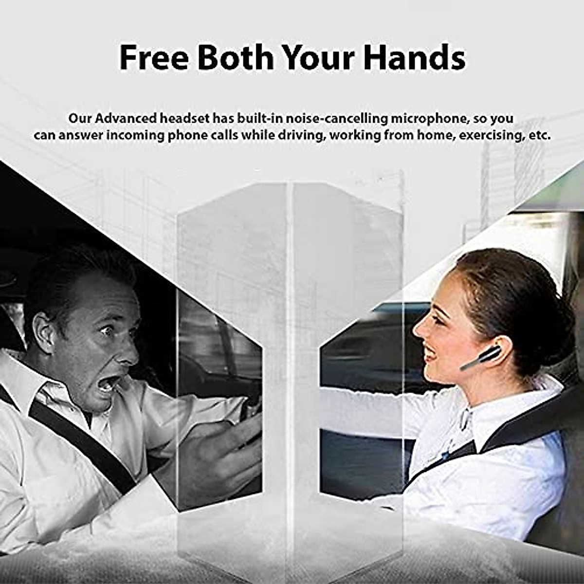 VOLT+ TEK STYZ Headset Compatible with Realme 10 Pro+ in Ear Wireless Bluetooth Noise Canceling Earpiece (Black/Silver)