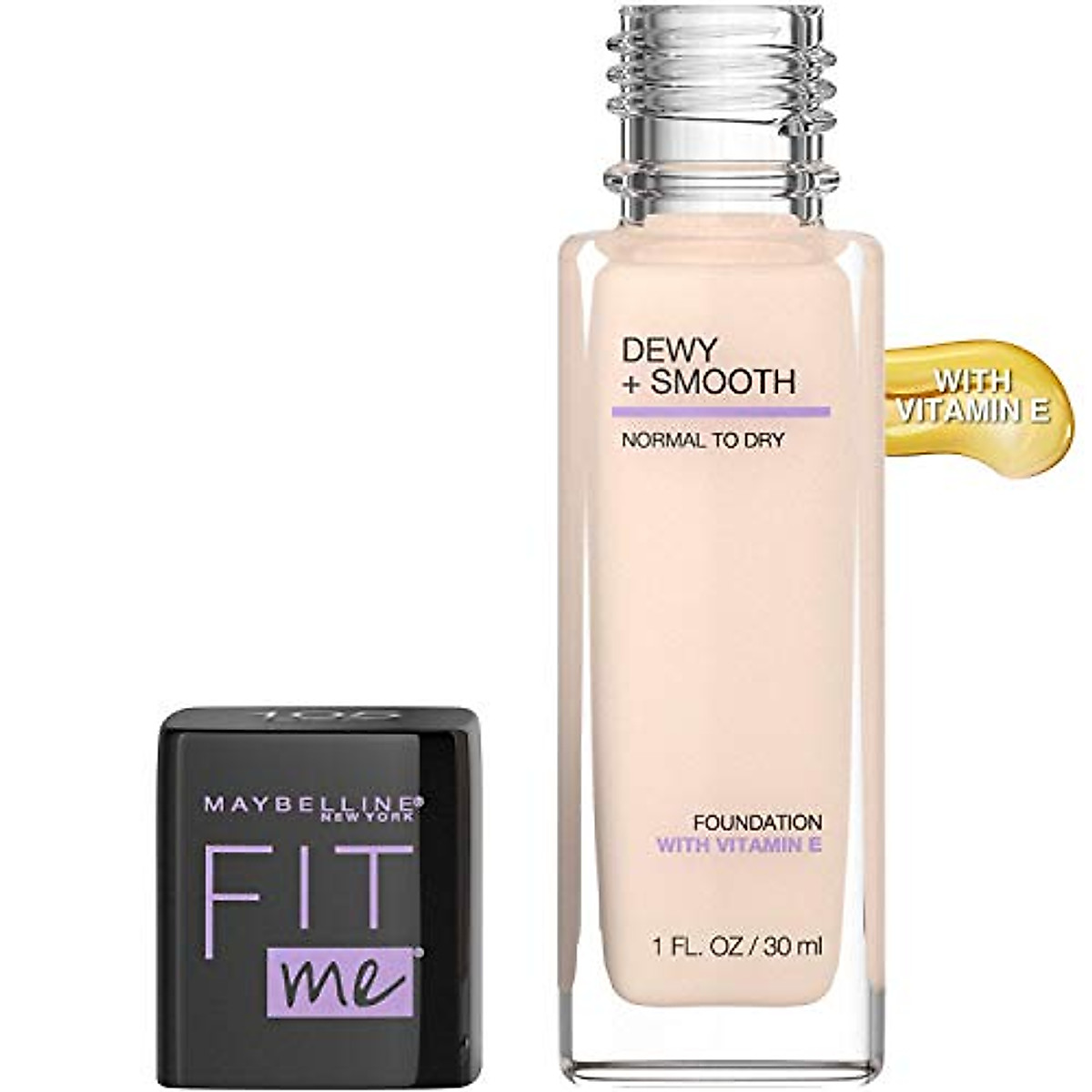 Maybelline Fit Me Dewy + Smooth Foundation Makeup, Fair Ivory, 1 Count