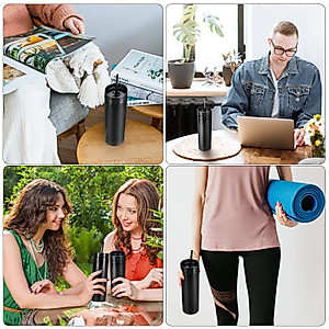 Gandeer 18 Pieces Skinny Acrylic Tumbler with Lid and Straw 16 oz Matte Cups Double Layer Plastic Tumbler Cups Vinyl Customized DIY Gifts for Parties, Birthdays, Home, Office, Bridal Shower (Black)