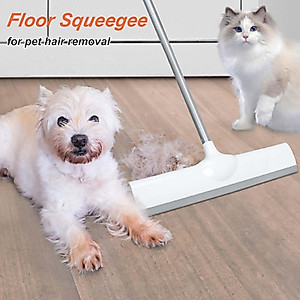 Floor Squeegee 50" Long Handle Rubber Squeegee Broom for Garage Concrete Shower Tile Pet Hair Deck Heavy Duty Floor Wiper Water Squeegee