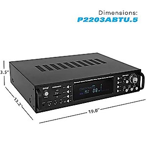 Pyle 4-Channel Bluetooth Home Power Amplifier - 2000 Watt Audio Stereo Receiver w/ Speaker Selector, AM FM Radio, USB/ SD Card Reader, Karaoke Microphone Input - Home Entertainment System