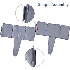 MYOYAY 80pcs Garden Landscape Border Edging - 65ft Plastic Fencing Lawn Border Stone Effect Fence for DIY Decorative Flower and Grass Bed Edging,Interlocking Outdoor Lawn Stakes(Grey)