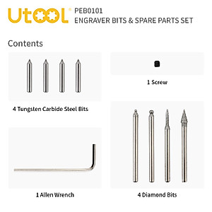 10PCS Engraver Diamond Point Tungsten Carbide Steel Bits & Spare Parts Set for UTOOL Engraving Tool