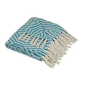 Turquoise Throw Blanket | Throw Blanket for Couch Sofa | Throw Blanket for Bedroom | Farmhouse Throw Blanket | Cozy Lightweight Decorative Throw for Bed | Living Throw Blanket | Knit Throw Blanket