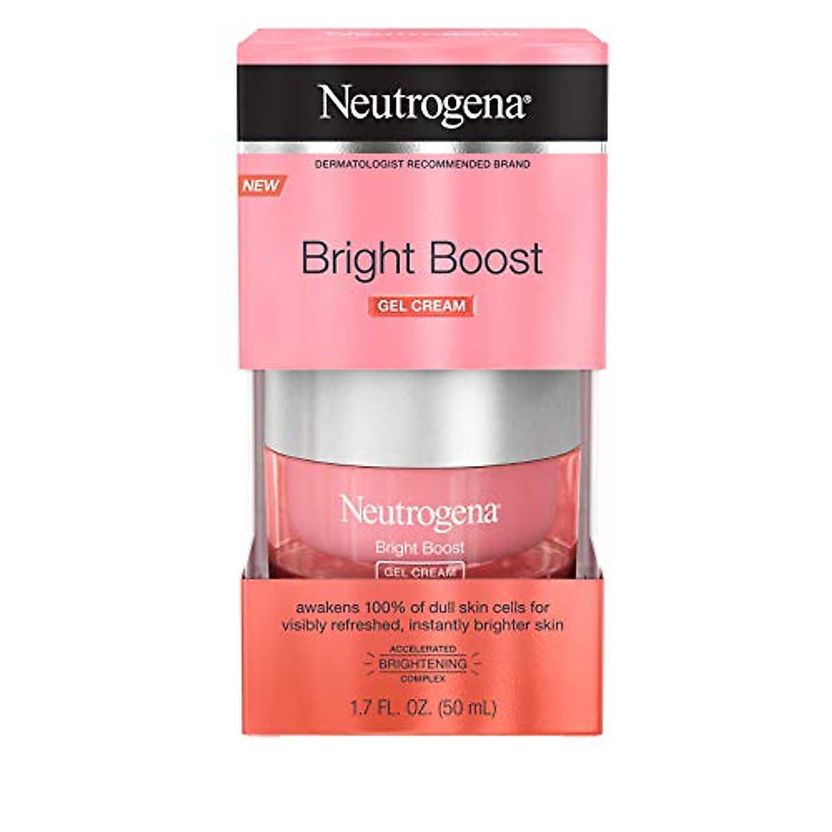 Neutrogena Bright Boost Brightening Moisturizing Face with Skin Resurfacing and Brightening Neoglucosamine for smooth skin Facial with AHA PHA and Mandelic Acids, Gel Cream, 1.7 Fl Oz
