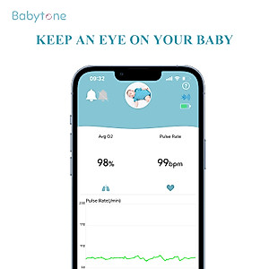 Wellue Baby Oxygen Monitor,Track Heart Rate, Average Oxygen Level and Movement, Wearable with Bluetooth, Fits Babies/Infants 0-36 Months