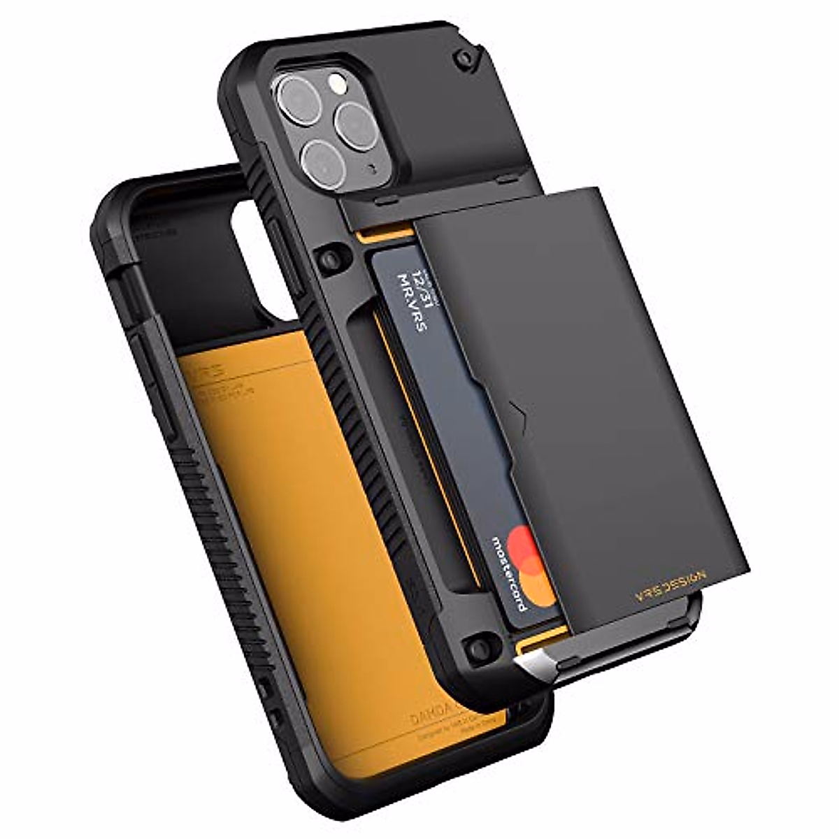 VRS DESIGN Damda Glide Pro Compatible for iPhone 11 Pro Max Case, with [4 Cards] Premium Sturdy [Semi Auto] Credit Card Holder Slot Wallet for iPhone 11 Pro Max 6.5 inch(2019) Black