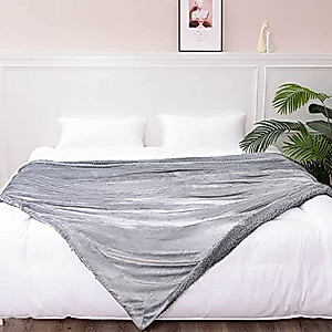 NANPIPER Sherpa King Size Blanket,Soft Fuzzy Fleece Blanket,Warm Plush Microfiber Blankets,Light Grey 90"x108"