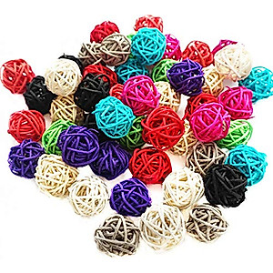 50 Pack Birds Toy Rattan Balls Parrot Parakeet Chewing Toys Pet Bird Chew Toy Parakeet Budgie Cage Accessories Wedding Party Decorative Crafts Hanging DIY Accessories