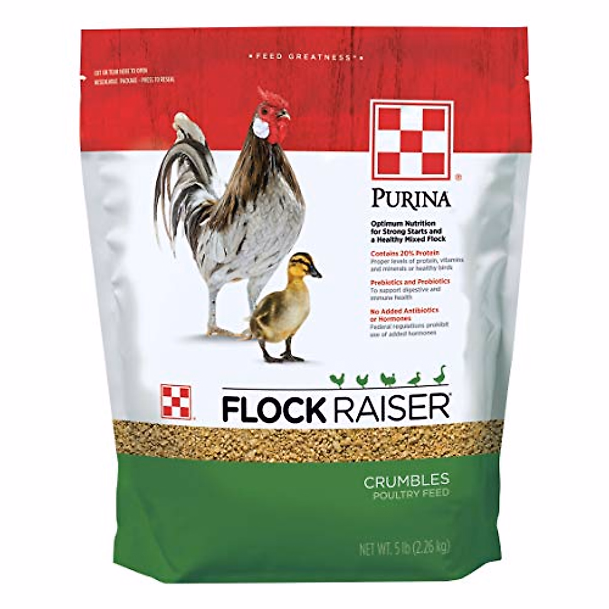 Purina Flock Raiser Crumbles Poultry Feed Nutritionally Complete - 5 Pound (5 lb) Bag