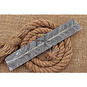 HUNTEX Newly Designed Gorgeous Custom Hand-Forged Feather Pattern Damascus Steel 12 x 2 Inch Long 256 Layers Untempered DIY Blank Blade Billet Strip for Knife Making