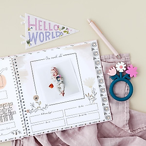 Lucy Darling Baby Memory Book, Luxury Baby First Year Book & Photo Album for Baby Boy/Girl, Keepsake Baby Books & Journals, Gender Neutral Memories & Milestone Book, Pregnancy Gift - Wildflower Meadow