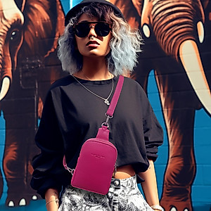 INICAT Small Crossbody Sling Bags for Women Vegan Leather Cell Phone Purse Fanny Packs for Women Men(2-IN-1-Rose)