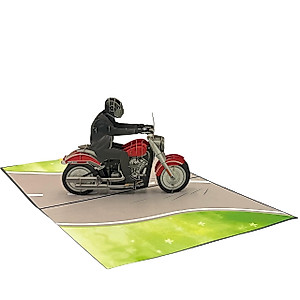 Niumcraft Pop Up Greeting Card Classic Motorcycle Rider Card Birthday Card for Him Husband Boyfriend Thank You Card Adventure Motor Bike Road Trip