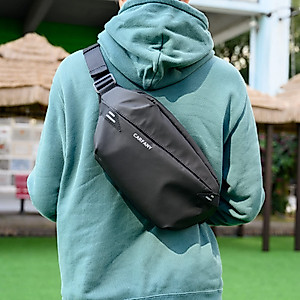 Carfany Expandable Crossbody Sling Bag Unisex Water Resistant Chest Shoulder Backpack Casual Daypack For Travel Outdoor